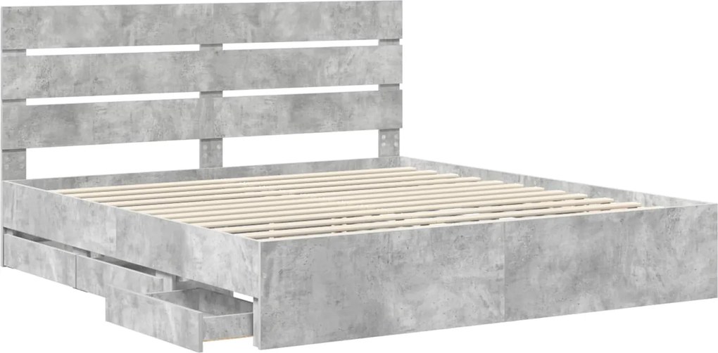 Rám postele s čelo Betonově šedá 180 x 200 cm Inženýrské dřevo 3411815