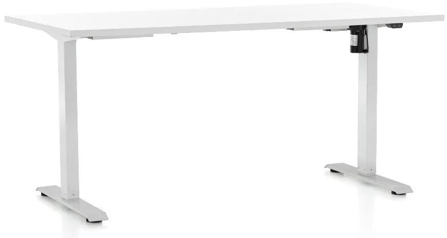 Výškově nastavitelný stůl OfficeTech A, 160 x 80 cm - bílá podnož Barva: Třešeň