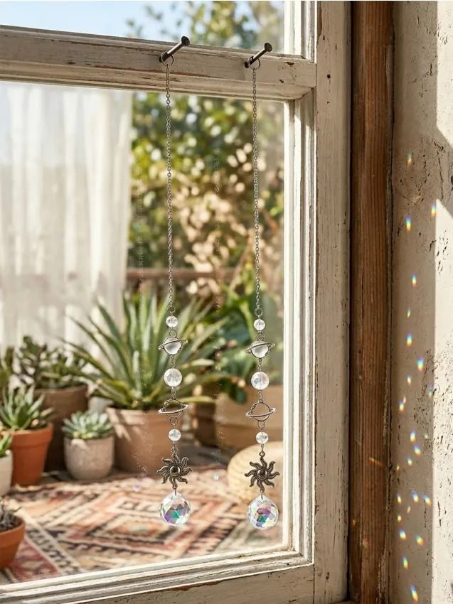 Sinsay - Závěsná zahradní dekorace suncatcher s krystaly 2 pack - bílá