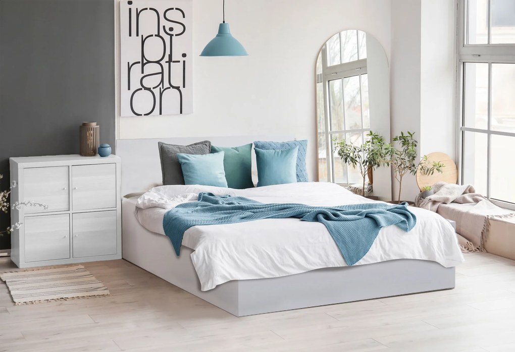 Postel SOFIA 180 x 200 cm, bílá Matrace: Matrace Deluxe 10 cm, Rošt: S laťkovým roštem