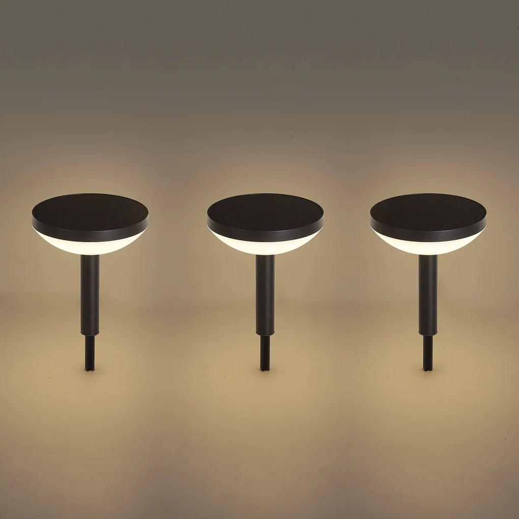 Sada 3 bodových reflektorů černá vč. LED solární IP44 - Solar