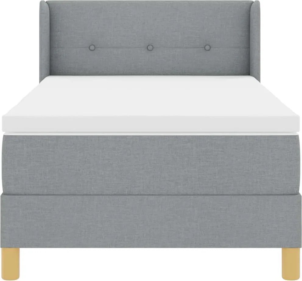 Postel s boxspringem s čelo Světle šedá 200 x 90 cm textil 3341272