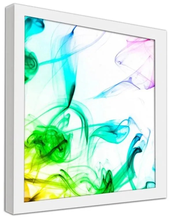 CARO Obraz v rámu - Abstract Colored Smoke 20x20 cm Bílá