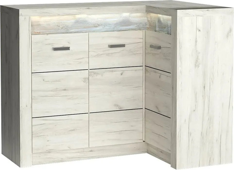 Obývací stěna INDIANAPOLIS k | sestava B | 207x227 cm + stolek 120x60 cm | kraft bílý