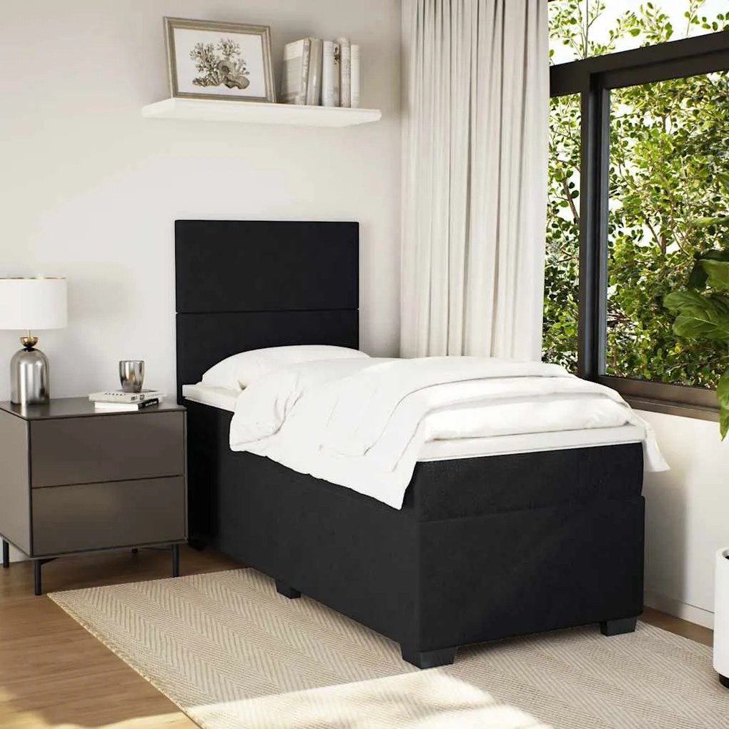 Box spring postel s matrací černá 80 x 200 cm samet 3293058