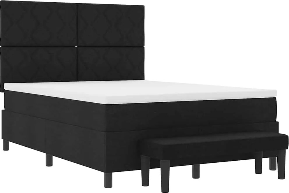 Postel s boxspringem s čelo Černá 140 x 190 cm textil 3344144