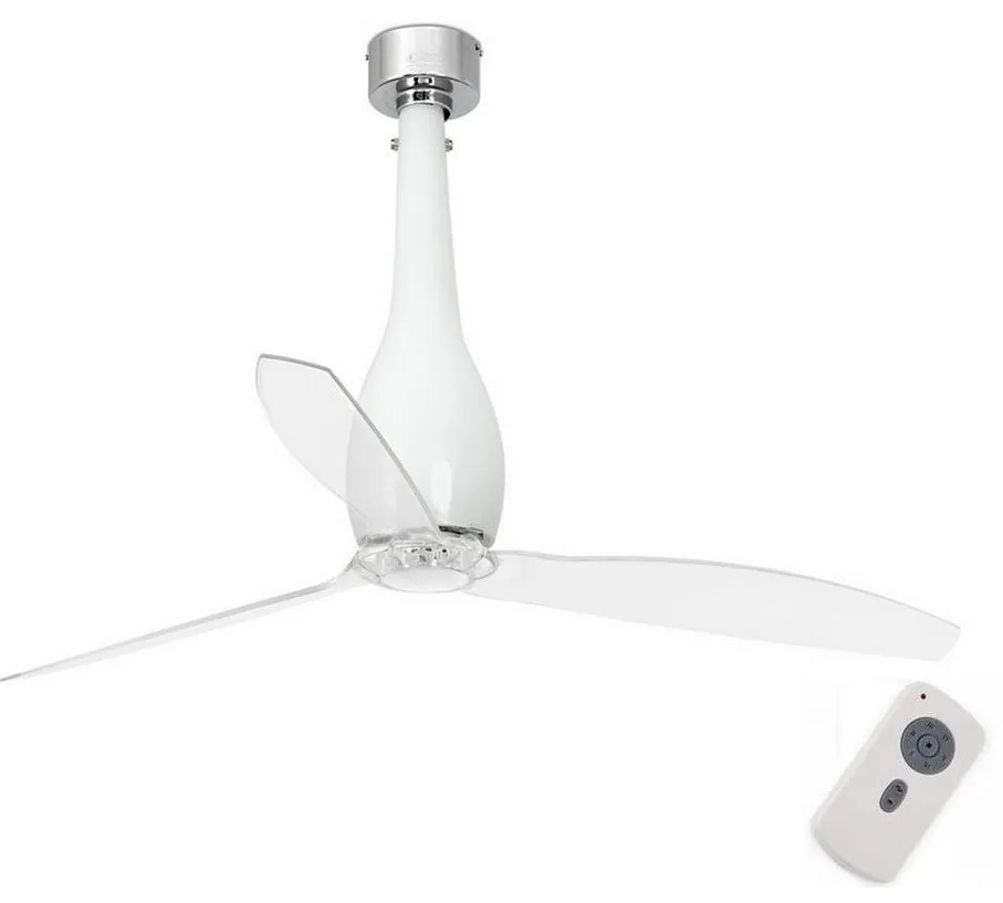 FARO Barcelona FARO 32000 - Stropní ventilátor ETERFAN bílá/čirá pr. 128 cm + dálkové ovládání FA32000