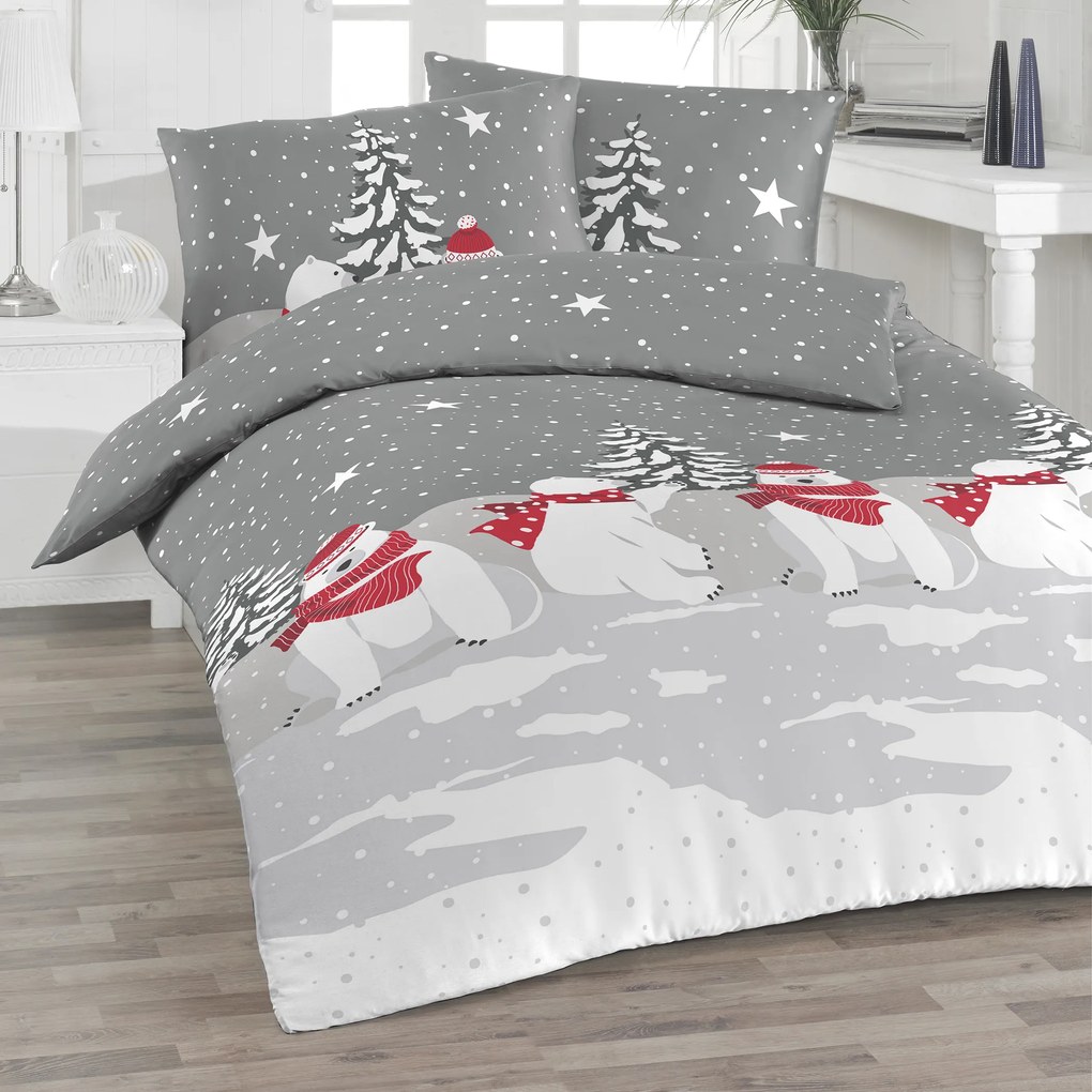 Florella Flanelové povlečení Dines Grau Rozměr: 70x90 + 140x200 cm