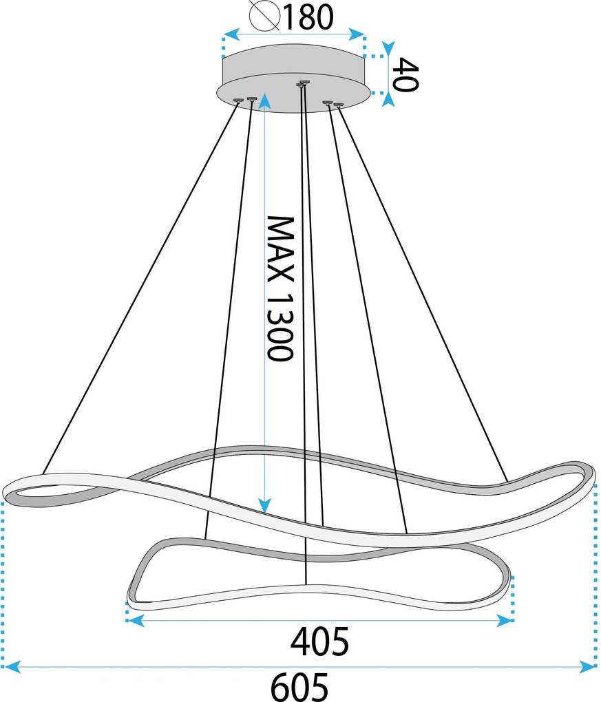 Toolight Toolight, závěsná lampa 80cm, 61W, 3000K, LHJ017-CP2, zlatá, OSW-50007