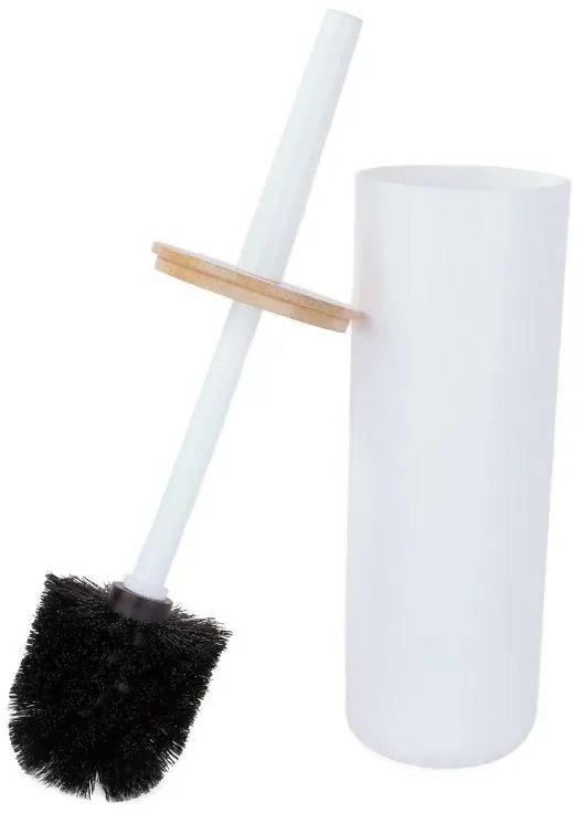 Erga Madera, toaletní WC kartáč na postavení, bílý-hnědý, ERG-YKA-P.MADERA-WHT