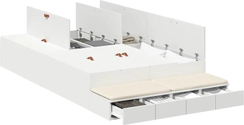 Rám postele s úložným prostorem Bílá 120 cm Kompozitní dřevo 3335685
