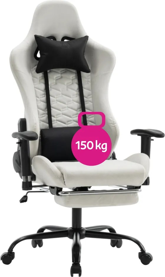 Kancelářské/herní křeslo, bílá/černá, nosnost 150 kg, PAPIBAS