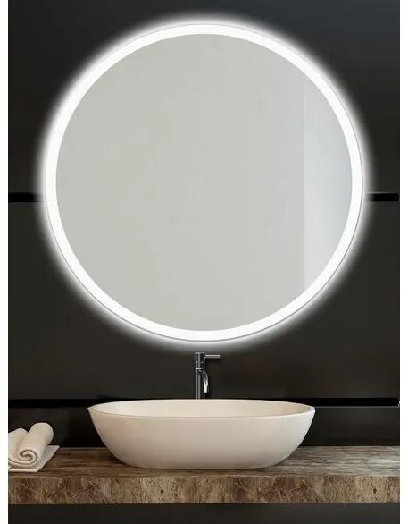 Amirro Moonlight Ronde Zrcadlo 100 cm s LED podsvíceným pískovaným okrajem, 411-200