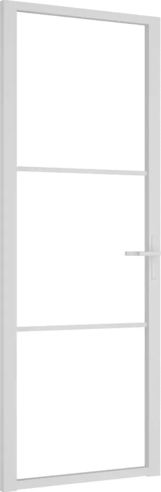 vidaXL Interiérové dveře 76 x 201,5 cm bílé ESG sklo a hliník [350568] Barva: Bílá a průhledná