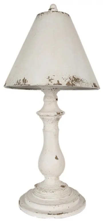 Bílá stolní lampa s hnědým odřením – 26x55 cm