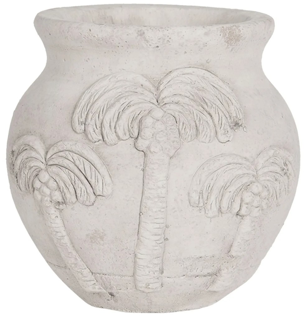 Šedý cementový květináč Palmy - Ø 15*14 cm