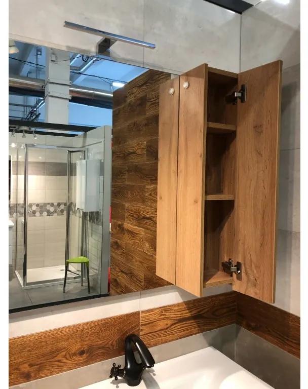 Kingsbath Bronx Wotan Oak 80 závěsná koupelnová skříňka se zrcadlem a LED osvětlením