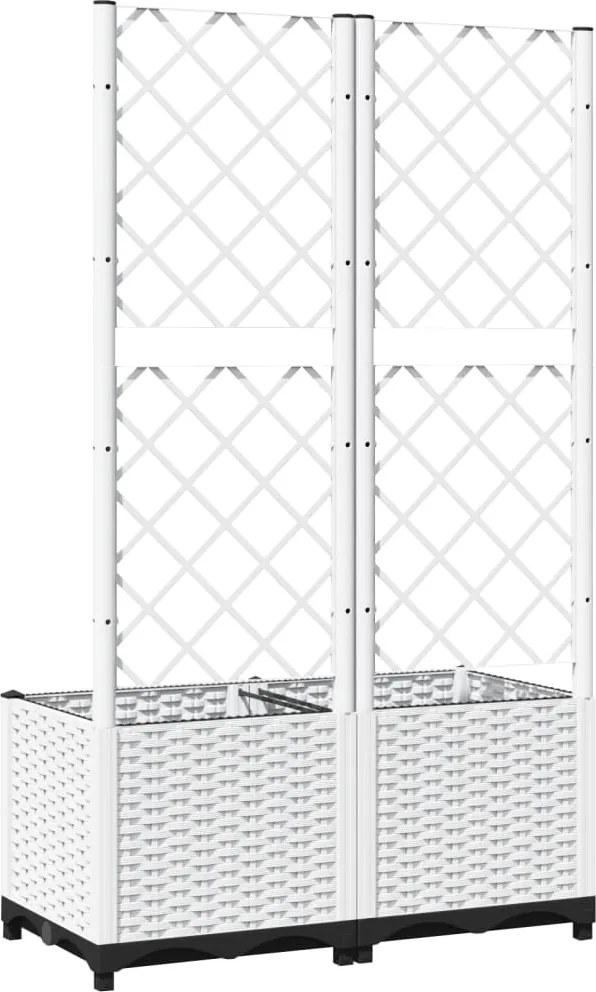 Zahradní truhlík s treláží bílý 80 x 40 x 136 cm PP 153282