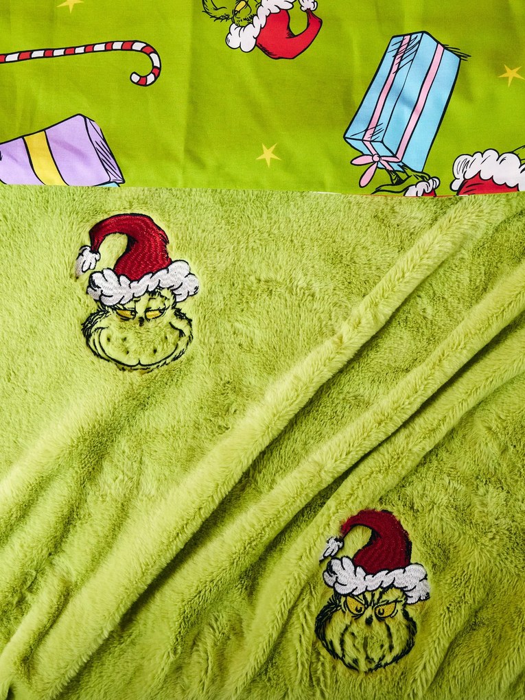 Sinsay - Dětská vánoční deka s výšivkou Grinch - neonová
