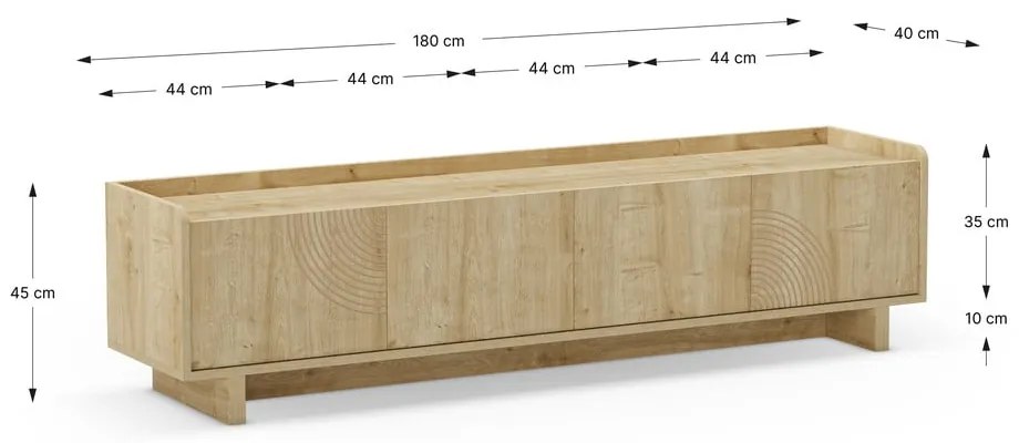 TV stolek v dekoru dubu v přírodní barvě 180x45x40 cm Daira – Marckeric