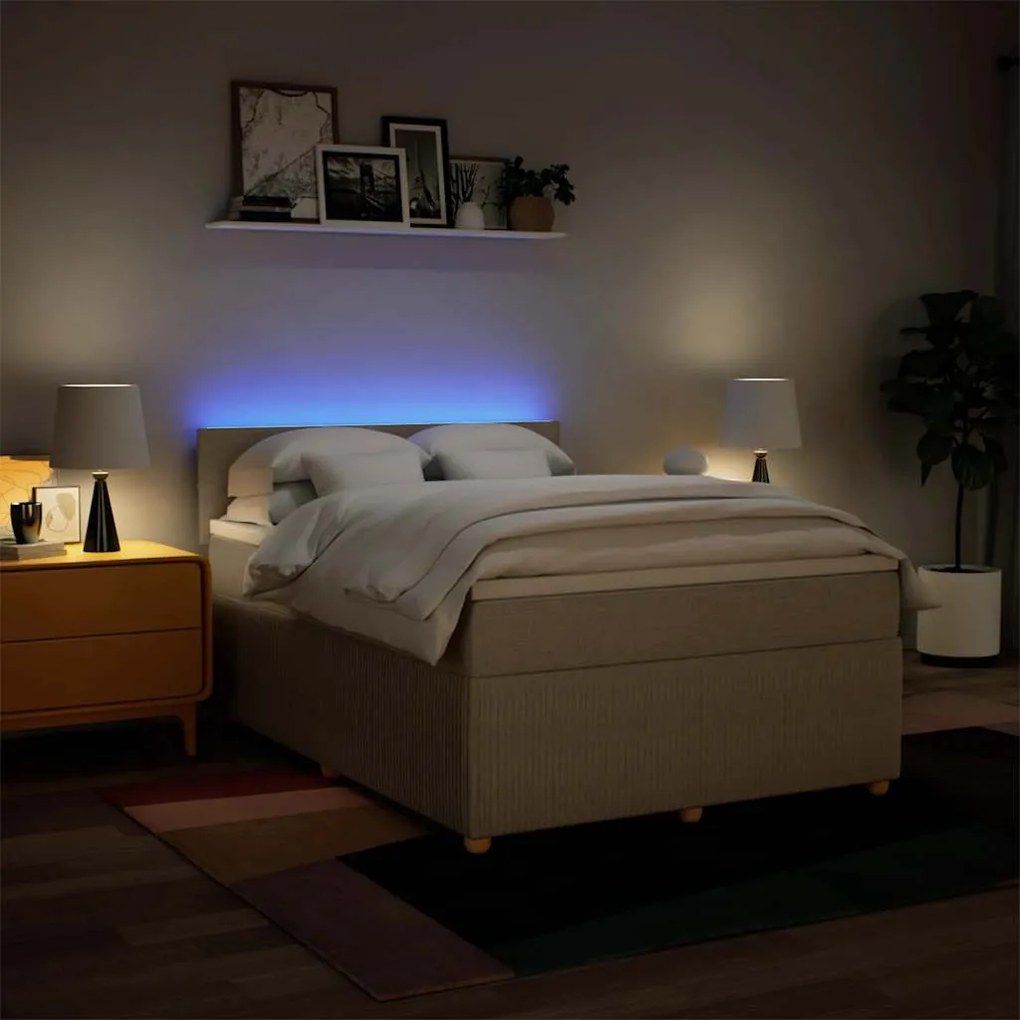 Box spring postel s matrací krémová 160x200 cm textil 3289812