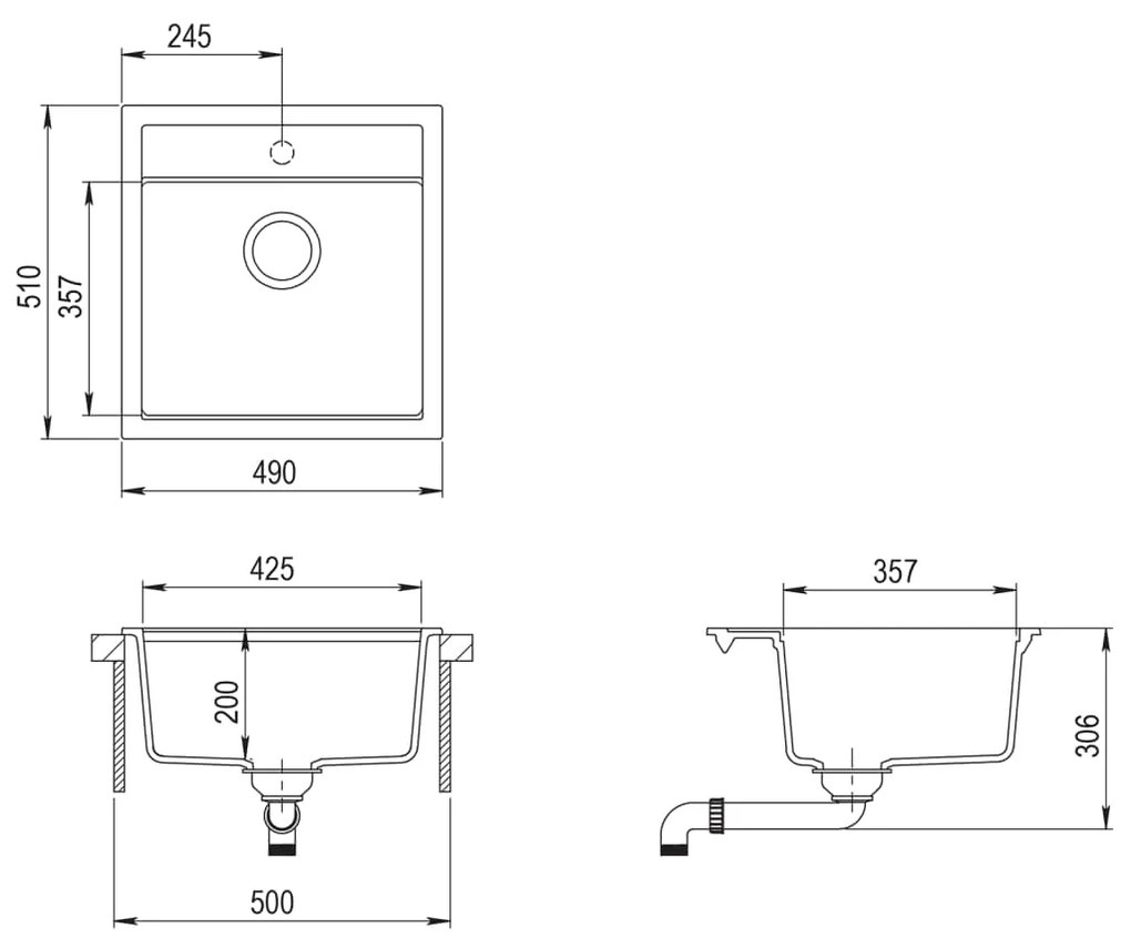 vidaXL Marketos Žulový kuchyňský dřez jednoduchý bílý