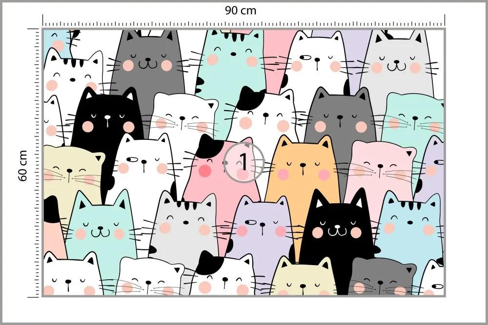 Fototapeta Barevné Kreslené Kočky Vliesová tapeta 416x254
