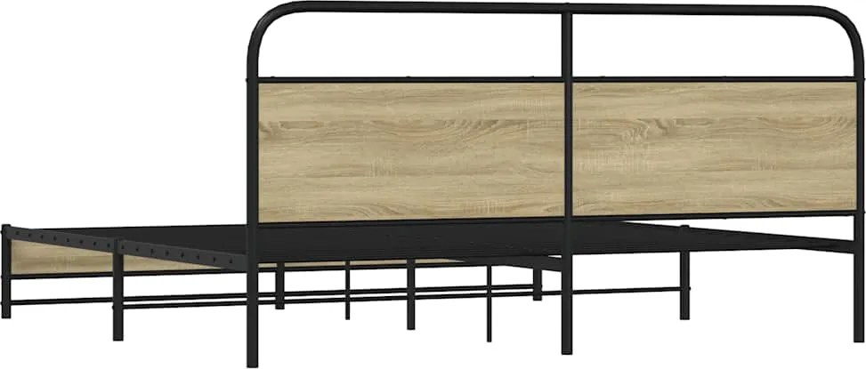 Kovový rám postele bez matrace dub sonoma 180 x 200 cm 3318689