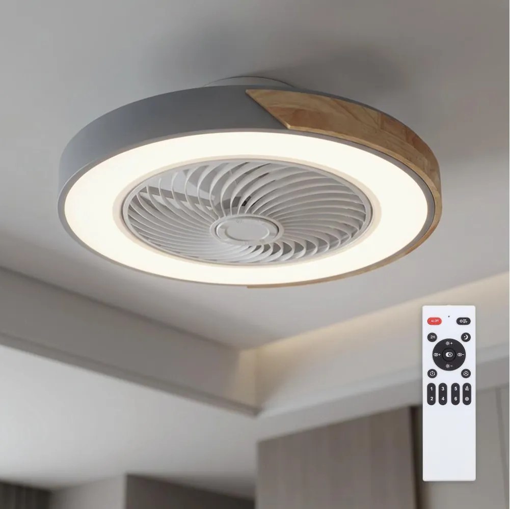 Brilagi - LED Stmív. svítidlo s ventilátorem LED/38W/230V 50 cm šedá/dub + DO