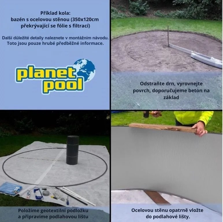 Planet Pool Bazén s ocelovou stěnou Azurotico 4,5 x 1,2 m anthracit/blue 48189