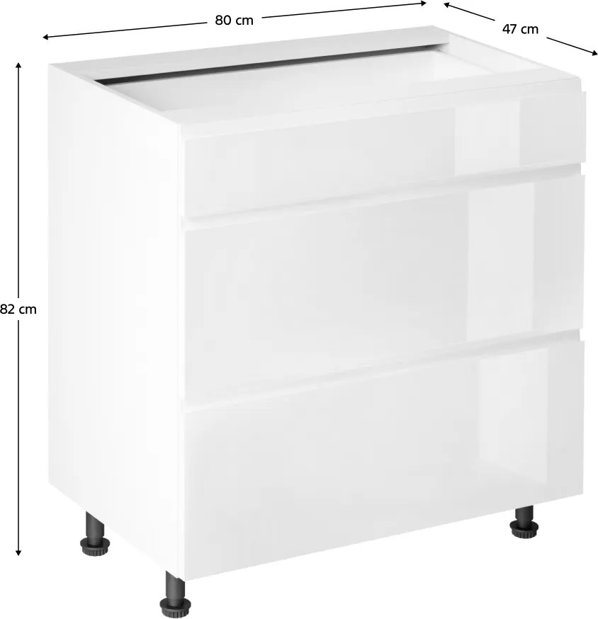 Spodní skříňka, bílá/bílá extra vysoký lesk HG, AURORA D80S3