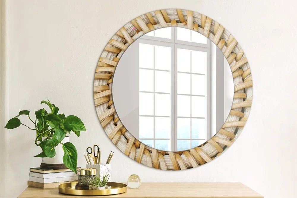 Kulaté zrcadlo tištěný rám Přirozený cop fi 60 cm