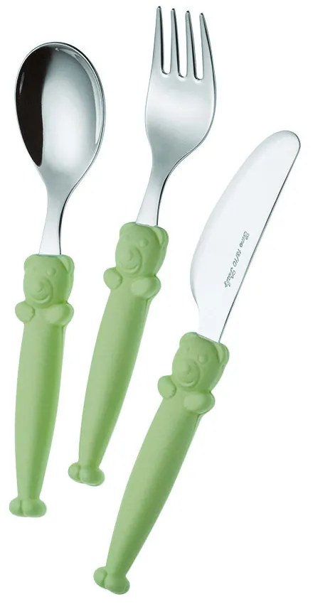 Eme Cutlery Ltd. Dětský příbor PAPPALLEGRA ZELENÝ 3-dílná sada