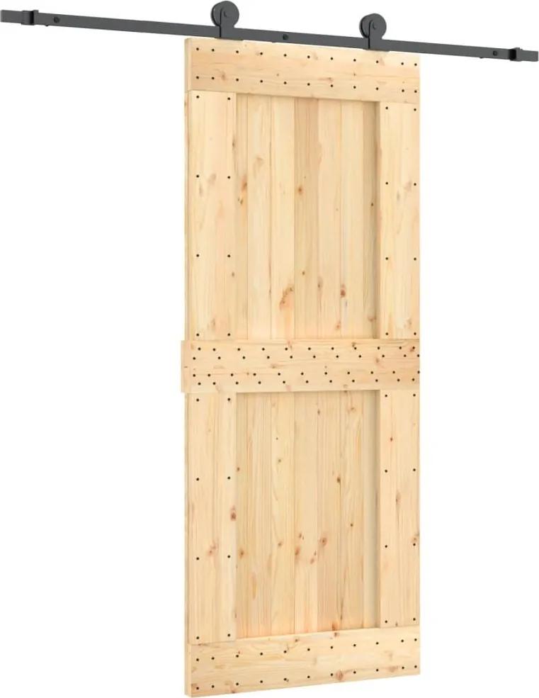 vidaXL Posuvné dveře s kováním 85 x 210 cm masivní borové dřevo [3203072]