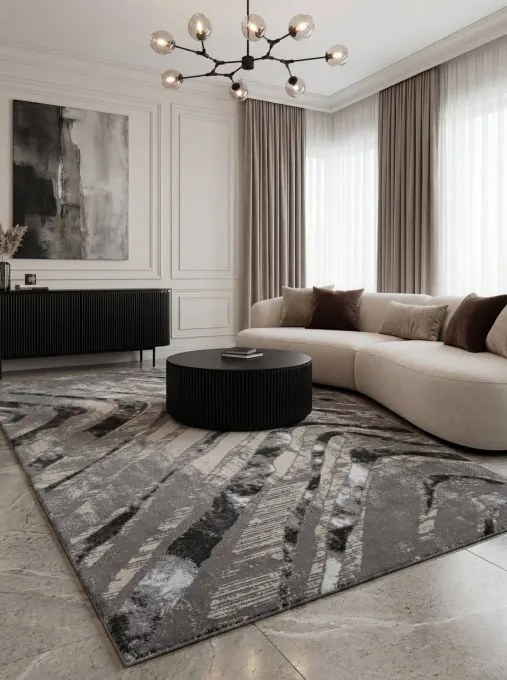 Koberec MONACO 3 šedý / černý