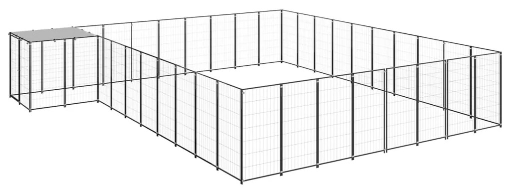 vidaXL Psí kotec černý 25,41 m² ocel