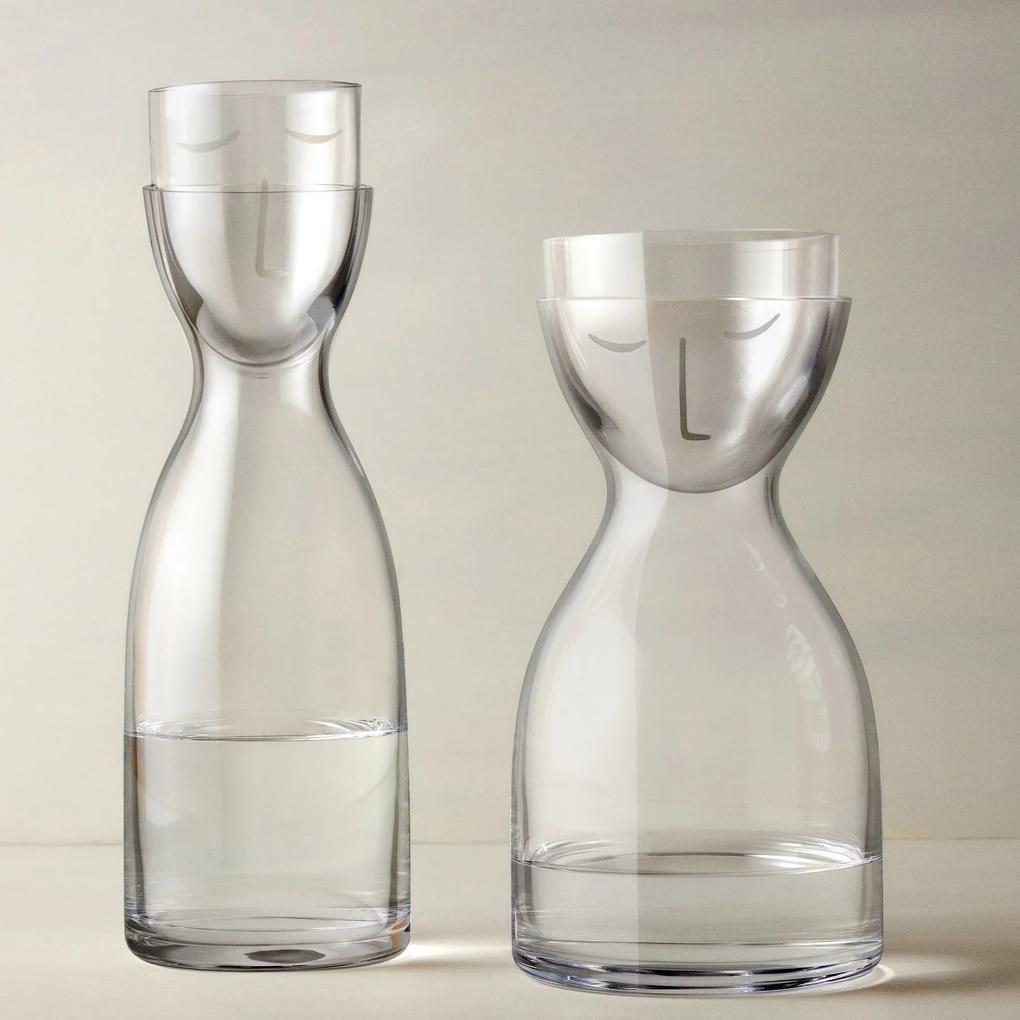 Karafka na vody Mr. & Mrs. se skleničkou 700 ml transparentní 2 díly