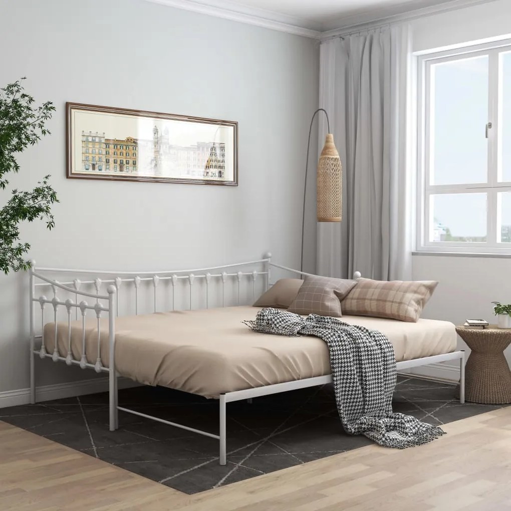 Rám vysouvací postele/pohovky bílý kovový 90 x 200 cm 324759