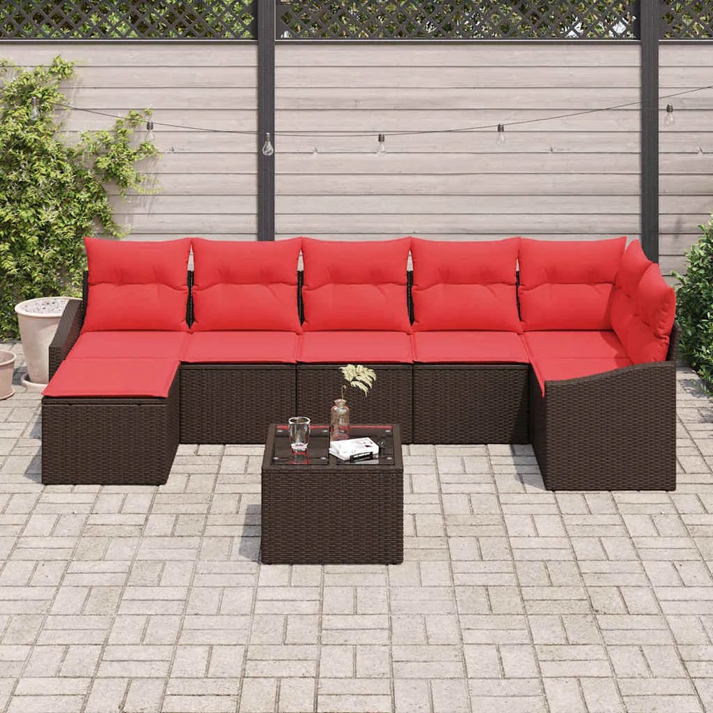 Set pohovek 8 ks Hnědá polyratan 3346824