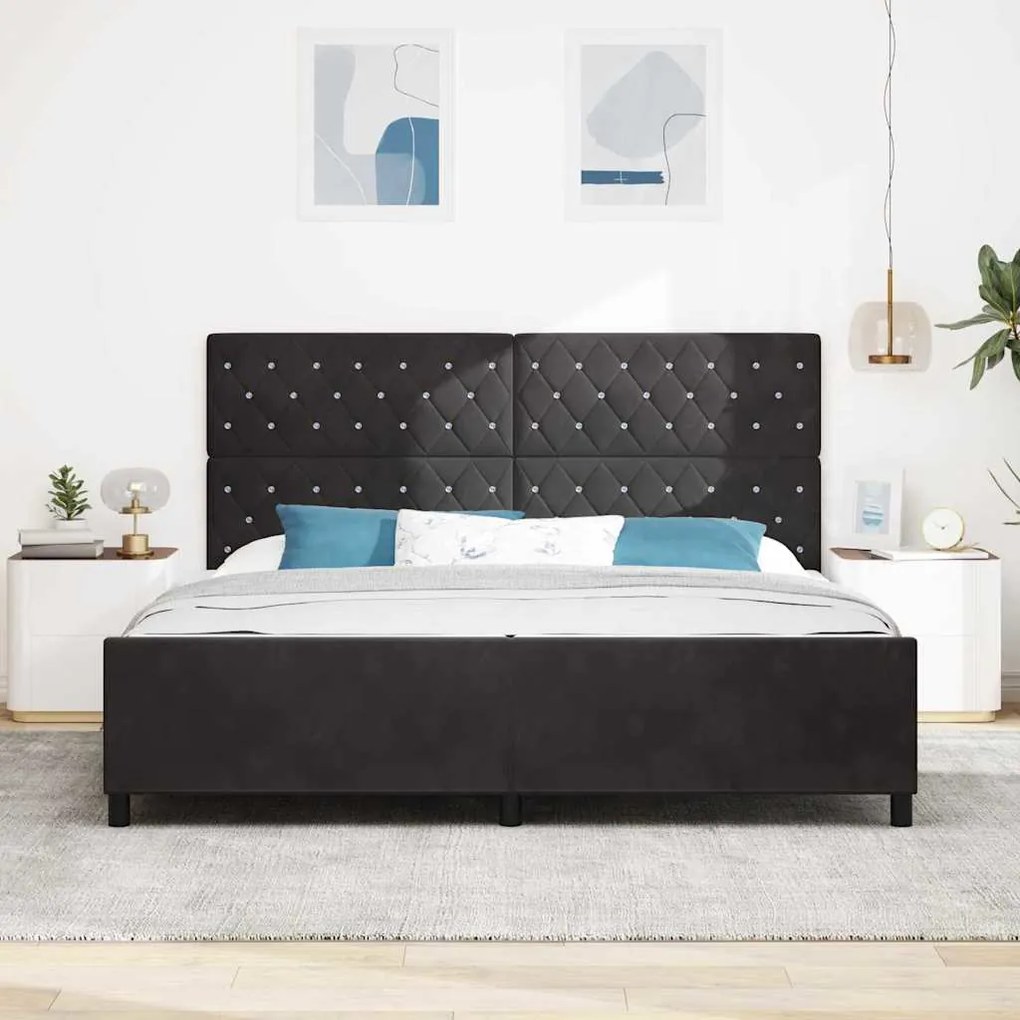 Postel s boxspringem s čelo Černá 200 x 200 cm samet 3344899