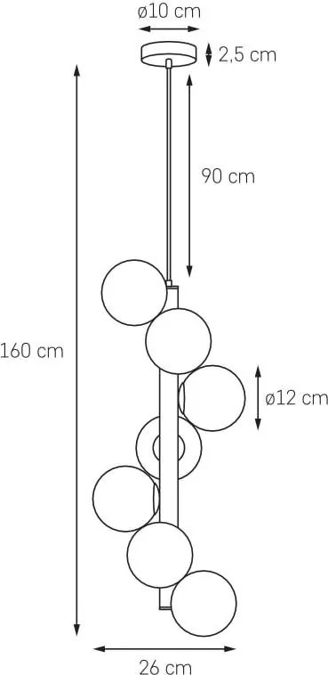 Závěsná lampa Cumulus Vertical 160 cm zlatá