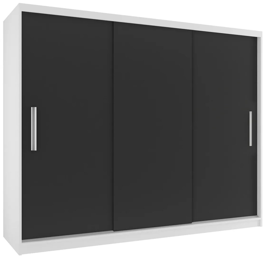 Šatní skříň 232 cm Belini bílý mat / černý mat s posuvnými dveřmi a zrcadlem  SI SZP4/2/1W/3B/0/AL