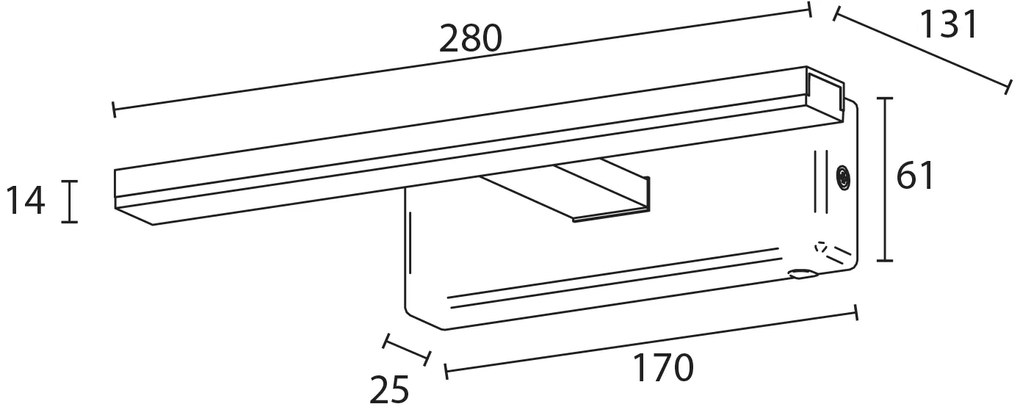 Sapho Sapho, ESTHER LED svítilna, 6 W, 280x62x131 mm, IP44, chrom, E26374CI
