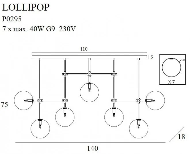 Maxlight P0295 Stropní svítidlo LOLLIPOP zlaté + čiré sklo
