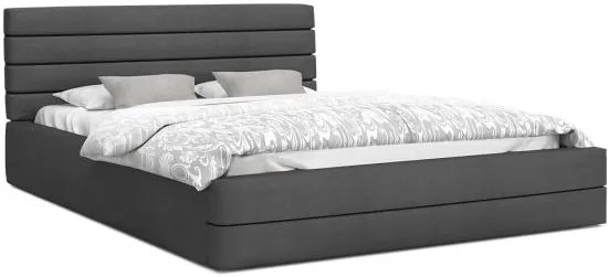 Luxusní manželská postel TOPAZ grafit 140x200 z eko kůže s kovovým roštem