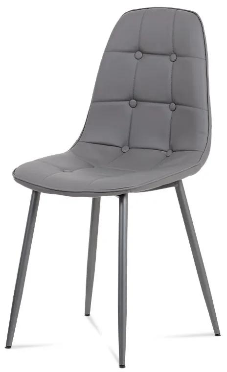 Autronic Jídelní židle očalouněná šedou ekokůží s designovým prošitím CT-393 GREY