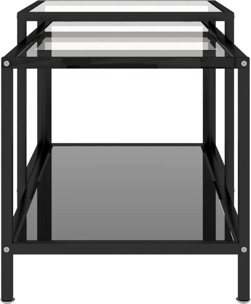 vidaXL Čajové stolky 2 ks tvrzené sklo černé [331614] Barva: transparentní a bílá