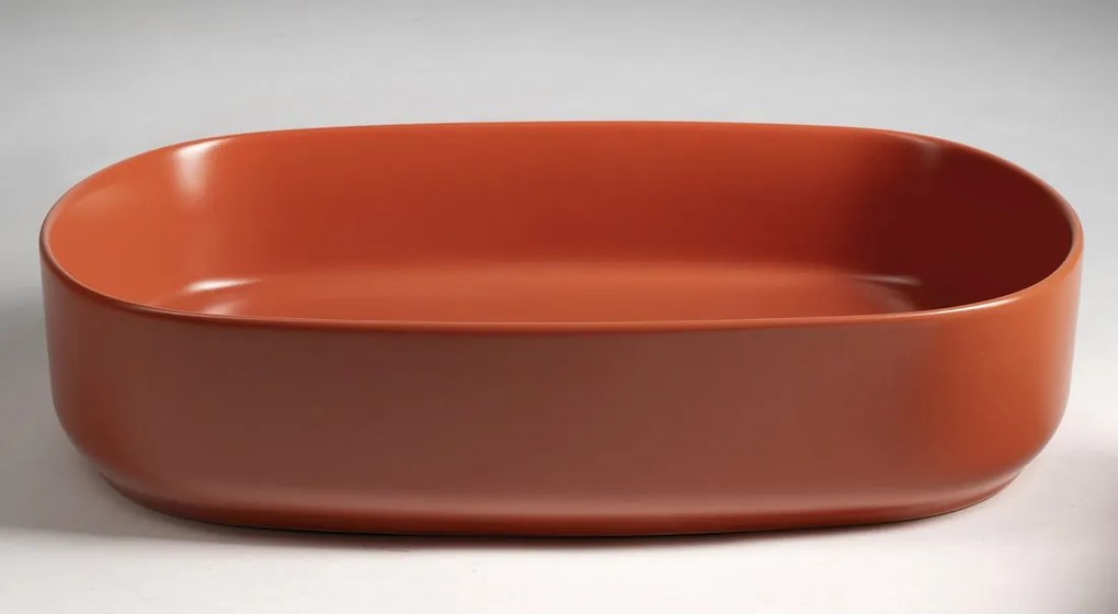 Isvea Isvea, INFINITY OVAL keramické umyvadlo na desku, 55x36cm, terracotta, 10NF65055-2U