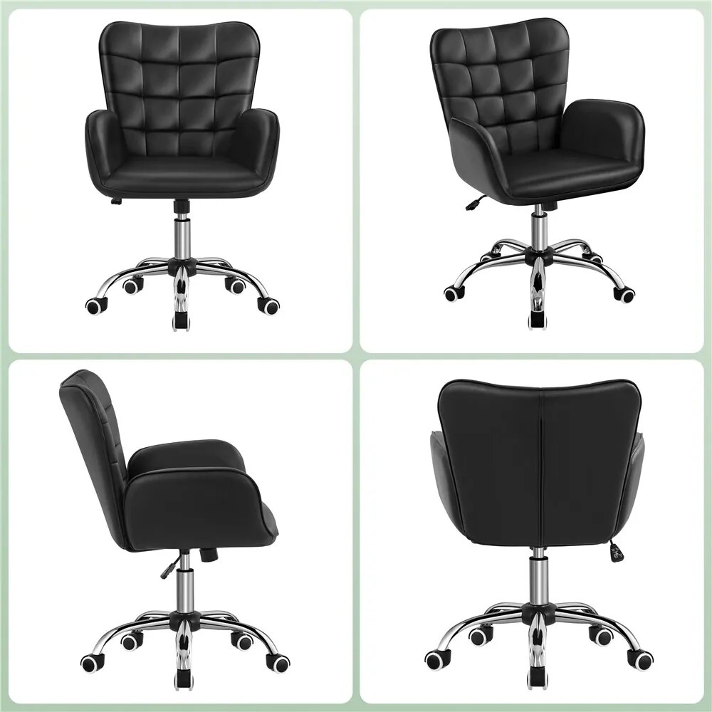 Kancelářská židle Yaheetech – černá, 65,5 cm (délka) × 64,5 cm (šířka) × 83 cm – 93 cm (výška) (266457291649)