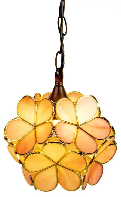 Závěsné žluté světlo Tiffany Bloom – 21x21x17/90 cm